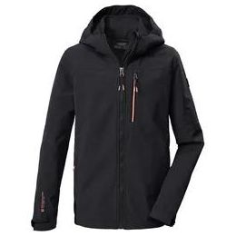 Softshelljacke Killtec "KOS 143 BYS SFTSHLL JCKT", Jungen, Gr. 140, schwarz, Oberseite: 100% Polyester;R&uuml;ckseite: 100% Polyester;Futter: 100% Polyester, Jacken Softshelljacke, Winddichte, wasserabweisende Softshelljacke mit Karomuster