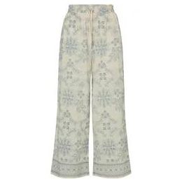 Jerseyhose RAFFYA "Cherice Wide leg All Over Embroidered Trouser Damen", Damen, Gr. 38, Normalgr&ouml;&szlig;en, wei&szlig;, 100% Baumwolle, normal, Hosen Jerseyhose