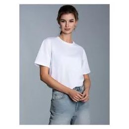 T-Shirt TRIGEMA "TRIGEMA T Shirt aus Biobaumwolle", Damen, Gr. S, wei&szlig;, Single Jersey, 100% Baumwolle (Bio-Baumwolle kbA), Basic, lang, Rundhals, Shirts T-Shirt