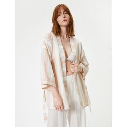 KOTON Kimono Damen Gr&ouml;&szlig;e XS/S orange / wei&szlig;