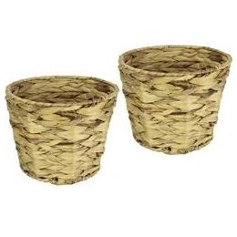 Pflanzk&uuml;bel I.GE.A. "Wasserhyazinthentopf", beige (natur), B:21cm H:18cm, Geflecht Wasserhyazinthe, Pflanzgef&auml;&szlig;e, Pflanzk&uuml;bel, 2er Set Wasserhyazinthe Gef&auml;&szlig; Blumentopfgeflochten &Uuml;bertopf Vase Korb