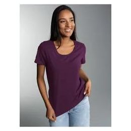 T-Shirt TRIGEMA "TRIGEMA Damen T Shirt aus Biobaumwolle", Damen, Gr. XXL, aubergine, Single Jersey, 100% Baumwolle (Bio-Baumwolle kbA), Basic, lang, ohne Ausschnitt, Shirts T-Shirt