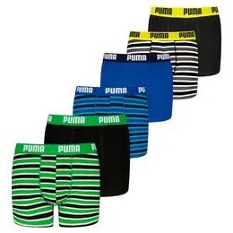 Boxershorts Puma "Boxershort Everyday Striped Boxers ECOM 6P 6er Pack", Jungen, Gr. 134-140, bunt (schwarz, blau, gr&uuml;n), Obermaterial: 95% Baumwolle CO. 5% Elasthan EL., Unterhosen
