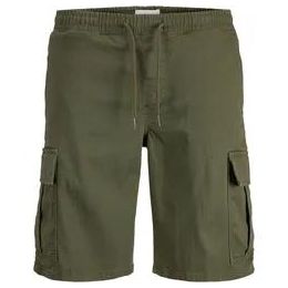 Jack & Jones PlusSize Cargoshorts "JPSTCOLE DYLAN CARGO SHORTS MID PLS", Herren, Gr. 42 (4XL), N-Gr, olive night, Web, Obermaterial: 98% Baumwolle, 2% Elasthan, JACK & JONES PLUSSIZE, unifarben, relaxed fit, Hosen