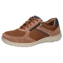 Waldl&auml;ufer Sneaker WALDL&Auml;UFER "HERWIG", Herren, Gr. 10 (44,5), cognac, dunkelblau, Textil, Veloursleder, unifarben mit Farbeinsatz, Basic, Schuhe Sneaker, Komfortschuh, Bequemschuh, Schn&uuml;rschuh in Komfortweite H (= sehr weit)