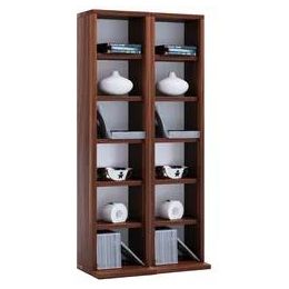 Media-Regal Vcm "Holz CD DVD Stand Regal Schrank St&auml;nder Milano", braun (kern, nussbaum), B:42cm T:20cm, Regale