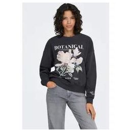 Sweatshirt Only "ONLFLEUR L/S O-NECK BOX UB SWT", Damen, Gr. M, phantom print: flower, Sweatware, Obermaterial: 60% Baumwolle, 40% Polyester, bedruckt, oversize normal, Rundhals, Sweatshirts Sweatshirt, Baumwollmischung, oversize, Rundhals
