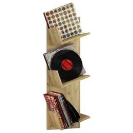 Media-Regal Vcm "Holz B&uuml;cher Schallplatten LP H&auml;nge Wandregal Sulda", braun (honig, eiche), B:33cm T:26cm, Regale