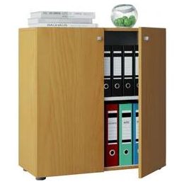 Aktenschrank Vcm "B&uuml;roschrank B&uuml;cher Ordner Aktenschrank Lona 2fach", braun (buche), B:70cm T:40cm, Obermaterial: 100% Holz Wood., Schr&auml;nke