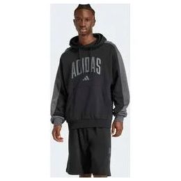 Kapuzensweatshirt Adidas SPORTSWEAR "COLLEGIATE FLEECE HOODIE", Herren, Gr. L, schwarz, grau six, Obermaterial: 70% Baumwolle, 30% Polyester, angesetztes B&uuml;ndchen, Sweatshirts