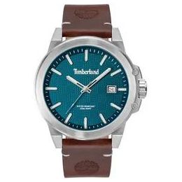 Quarzuhr Timberland "Mohegan", dunkelbraun, blau, Armbanduhren, Herren, Quarzuhr, Armbanduhr, Herrenuhr, Lederarmband, analog, Tag