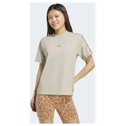 T-Shirt Adidas SPORTSWEAR "SEASONAL ESSENTIALS LEOPARDENPRINT MIT 3-STREIFEN", Damen, Gr. L, wonder alumina, multicolor, Obermaterial: 100% Baumwolle, Rundhals, Shirts T-Shirt