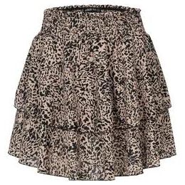 Sommerrock CLOUD 5IVE "CLOUD 5IVE Tiered Mini Skirt", Damen, Gr. XL, beige, schwarz, 95% Polyester, 5% Elasthan, normal, R&ouml;cke