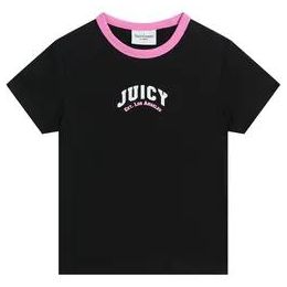 T-Shirt Juicy Couture "COLLEGIATE SPORTS RINGER TSHIRT. Damen", Damen, Gr. M, schwarz, Jersey, 95% Baumwolle, 5% Elasthan, normal taillenlang, Rundhals, Shirts T-Shirt, T-Shirt Damen, Schriftzug, Sportshirt, Logoprint, Trikot, Sale