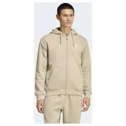 Kapuzensweatshirt Adidas ORIGINALS "TREFOIL ESSENTIALS", Herren, Gr. XXL, stone khaki, Obermaterial: 70% Baumwolle, 30% Polyester, angesetztes B&uuml;ndchen, Sweatshirts, Full Zip Hoddie, Kapuzenpullover, Kapuzenjacke mit Rei&szlig;verschluss