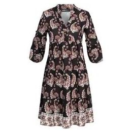 Shirtkleid CLOUD 5IVE "CLOUD 5IVE Paisley Kleid mit V-Neck und All Over Print", Damen, Gr. XXL, US-Gr&ouml;&szlig;en, schwarz, 95% Polyester, 5% Elasthan, Paisley, relaxed fit, Kleider Shirtkleid