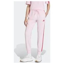 Sporthose Adidas SPORTSWEAR "ESSENTIALS 3-STREIFEN", Damen, Gr. XL, N-Gr, clear pink, pure ruby, normal, gr., Obermaterial: 93% Baumwolle, 7% Elasthan, Hosen Sporthose, L&auml;ssig geschnitten, hoher Bund, schmal zulaufende Beinform