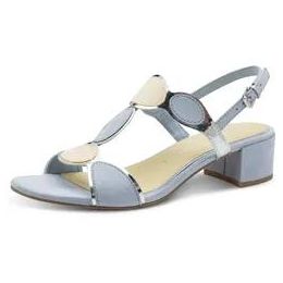 Sandalette Marco Tozzi, Damen, Gr. 41, hellblau, vanille, Lederimitat, Textil, unifarben mit Farbeinsatz, Schuhe Sandalette, Blockabsatz, Sommerschuh, Riemchensandale mit verstellbarer Schnalle