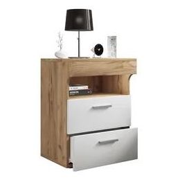 Nachttisch Vcm "Holz Nachttisch Nachtschrank Schublade Slepal L", wei&szlig; (honig, eiche, wei&szlig;), B:45cm T:39cm, Sideboards, Nachttisch