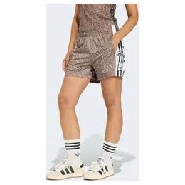 Shorts Adidas ORIGINALS "AOP ADI-BREAK", Damen, Gr. L, N-Gr, earth strata, stone khaki, normal, gr., Obermaterial: 100% Polyester, Hosen Shorts