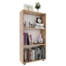 Standregal Vcm "Holz B&uuml;ro Regal B&uuml;cher Ordner Aktenregal Bulas 3f", braun (honig, eiche), B:56cm T:20cm, Regale, Standregal