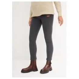 Umstandsleggings bonprix, Damen, Gr. 48/50 (XL), N-Gr, grau (anthrazit meliert, wollwei&szlig;), Obermaterial: 85% Polyester, 15% Baumwolle. Einsatz: 95% Baumwolle, 5% Elasthan, meliert, skinny fit, Hosen, mit hellem Teddyfleece gef&uuml;ttert, Skinny Fit, mit breitem Jerseybund