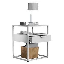 Nachttisch Vcm "Metall Nachttisch Beistelltisch Schublade Flokas M", wei&szlig;, B:45cm T:40cm, Sideboards, Nachttisch
