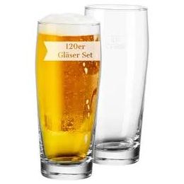 Bierglas Van Well "Willi Becher geeicht 0,5 l 120er Set transparent", bunt (transparent), Glas, Trinkgef&auml;&szlig;e
