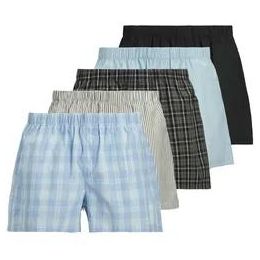 Jack & Jones Webboxer JACK & JONES "Web-Boxershorts JACMILANO WOVEN BOXERS 5 PACK 5er Pack", Herren, Gr. XXL, bunt (schwarz, grau, blau), Obermaterial: 100% Baumwolle CO., Unterhosen