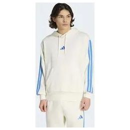 Kapuzensweatshirt Adidas SPORTSWEAR "M 3S FT HD", Herren, Gr. S, sanftes wei&szlig;, ray blau, Obermaterial: 55% Baumwolle, 36% Polyester, 9% Viskose, Sweatshirts