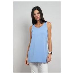 Longtop Seidel Moden, Damen, Gr. 44, blau (hellblau), Jersey, Obermaterial: 94% Viskose, 6% Elasthan, unifarben, l&auml;ssig geschnitten Po-bedeckend, tiefer Rundhals, Tops, mit Viskose und Stretch - MADE IN GERMANY