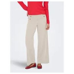 Anzughose Only "ONLTILDA LIFE 6-BUTTON PANTS JRS NOOS", Damen, Gr. XL, L&auml;nge 32, chateau gray detail:gold buttons, Jersey, Obermaterial: 95% Polyester, 5% Elasthan, unifarben, regular fit lang, Hosen Anzughose