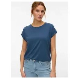 V&eacute;ro Moda Rundhalsshirt VERO MODA "VMAVA PLAIN SS TOP GAJRS NOOS", Damen, Gr. XL, schwarz denim, Jersey, Obermaterial: 95% Lyocell, 5% Elasthan, unifarben, regular fit normal, Rundhals, Shirts Rundhalsshirt, Materialmix, regular fit