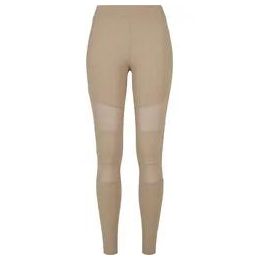 Leggings Urban Classics "Urban Classics Damen Ladies Tech Mesh Leggings", Damen, Gr. L, US-Gr&ouml;&szlig;en, softtaupe, 80% Polyamid, 20% Elasthan, unifarben, slim fit, Hosen Leggings