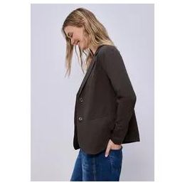Sweatblazer Street One, Damen, Gr. 46, espresso braun, Jersey, 93% Baumwolle, 7% Elasthan, unifarben, normal normal, V-Ausschnitt, abgesteppt, Blazer, im soften Baumwoll-Mix