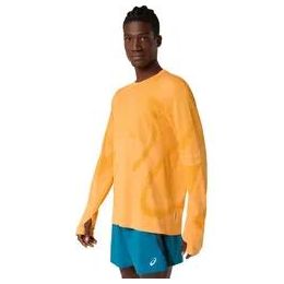 Laufshirt asics "ROAD SEAMLESS LS TOP", Herren, Gr. L, yamabuki, Obermaterial: 65% Polyamid, 35% Polyester, normal, Rundhals, Shirts Laufshirt