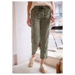 Cargohose STREET ONE STUDIO, Damen, Gr. 40, L&auml;nge 28, ashen olive, Stoff, 60% Lyocell, 37% Baumwolle, 3% Elasthan, unifarben, loose fit kn&ouml;chelfrei, Hosen Cargohose, Middle Waist