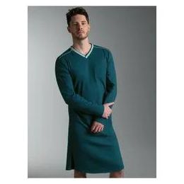 Pyjama TRIGEMA "TRIGEMA Nachthemd aus Biobaumwolle", Herren, Gr. M, saphir, Single Jersey, 100% Baumwolle (Bio-Baumwolle kbA), Basic, V-Ausschnitt, Homewear-Sets Pyjama