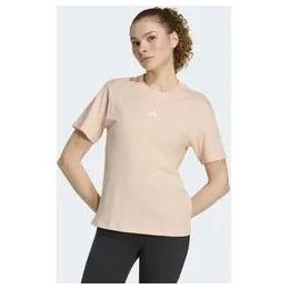 T-Shirt Adidas SPORTSWEAR "ESSENTIALS BAUMWOLL-, KLEINES LOGO", Damen, Gr. S, blush pink, wei&szlig;, Obermaterial: 100% Baumwolle, normal, Rundhals, Shirts T-Shirt, Basic Design, Rundhalsausschnitt, mit kleinem 3-Streifen Logo
