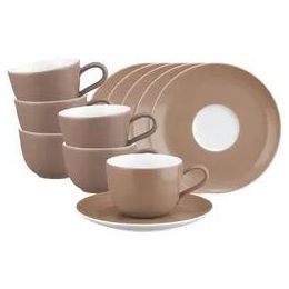 Tasse Seltmann Weiden "Kaffeetassen mit Untertassen Liberty Pure Colors 260 ml 6er Set", braun (cocoa braun), B:16,1cm H:8,1cm &Oslash;:16,1cm, Porzellan, Trinkgef&auml;&szlig;e, Tasse, Sp&uuml;lmaschinenfest, Mikrowellensicher, Ofenfest
