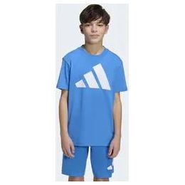 T-Shirt Adidas SPORTSWEAR "ESSENTIALS KIDS", Jungen, Gr. 128, ray blau, wei&szlig;, Obermaterial: 100% Baumwolle, normal, Rundhals, Shirts T-Shirt, f&uuml;r Kinder und Teens, mit Rundhalsausschnitt, aus 100 % Baumwolle
