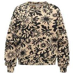 Sweater Ragwear "Wuss Print", Damen, Gr. XL (42), sand, Material: 70% Baumwolle, 30% Polyester, oversize h&uuml;ftlang, Rundhals, &Auml;rmel ohne &Auml;rmelschlitz Rippb&uuml;ndchen, Sweatshirts Sweater, l&auml;ssiges oversized Damen Sweatshirt mit Allover-Print