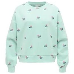 Sweater Ragwear "Wuss Shells", Damen, Gr. M (38), mint, Material: 70% Baumwolle, 30% Polyester, oversize h&uuml;ftlang, Rundhals, &Auml;rmel ohne &Auml;rmelschlitz Rippb&uuml;ndchen, Sweatshirts Sweater, l&auml;ssiges oversized Damen Sweatshirt mit Allover-Print