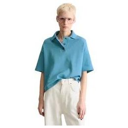 Marc O'Polo Poloshirt MARC O'POLO DENIM "aus weichem Rib-Jersey", Damen, Gr. S, blau dawn, Obermaterial: 100% Baumwolle, unifarben, relaxed fit, normaler Saum, Shirts
