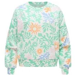 Sweater Ragwear "Wuss Print", Damen, Gr. S (36), mint, Material: 70% Baumwolle, 30% Polyester, oversize h&uuml;ftlang, Rundhals, &Auml;rmel ohne &Auml;rmelschlitz Rippb&uuml;ndchen, Sweatshirts Sweater, l&auml;ssiges oversized Damen Sweatshirt mit Allover-Print