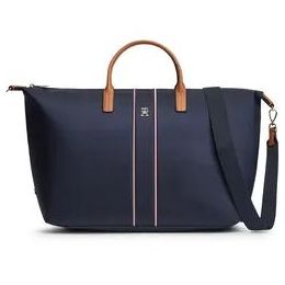 Weekender Tommy Hilfiger "POPETTE WEEKENDER CORP", Gr. B/H/T: 62cm x 34cm x 23cm, dunkelblau, Leder, Nylon, Taschen Weekender, Unisex Reisetasche, Urlaubstasche, Shopper mit bunten Streifen