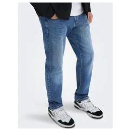 Only & Sons Regular-fit-Jeans ONLY & SONS "ONSWEFT REG. MB 6755 MAT DNM NOOS", Herren, Gr. 32, L&auml;nge 34, medium blau denim, Denim/Jeans, Obermaterial: 98% Baumwolle, 2% Elasthan, Abriebeffekte, regular fit lang, Jeans, Baumwollmischung, regular fit