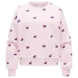 Sweater Ragwear "Wuss Shells", Damen, Gr. S (36), rosa, Material: 70% Baumwolle, 30% Polyester, oversize h&uuml;ftlang, Rundhals, &Auml;rmel ohne &Auml;rmelschlitz Rippb&uuml;ndchen, Sweatshirts Sweater, l&auml;ssiges oversized Damen Sweatshirt mit Allover-Print