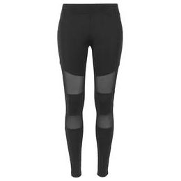 Leggings Urban Classics "Urban Classics Damen Ladies Tech Mesh Leggings", Damen, Gr. S, US-Gr&ouml;&szlig;en, schwarz, 80% Polyamid, 20% Elasthan, unifarben, slim fit, Hosen Leggings