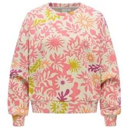 Sweater Ragwear "Wuss Print", Damen, Gr. XL (42), hellpink, Material: 70% Baumwolle, 30% Polyester, oversize h&uuml;ftlang, Rundhals, &Auml;rmel ohne &Auml;rmelschlitz Rippb&uuml;ndchen, Sweatshirts Sweater, l&auml;ssiges oversized Damen Sweatshirt mit Allover-Print